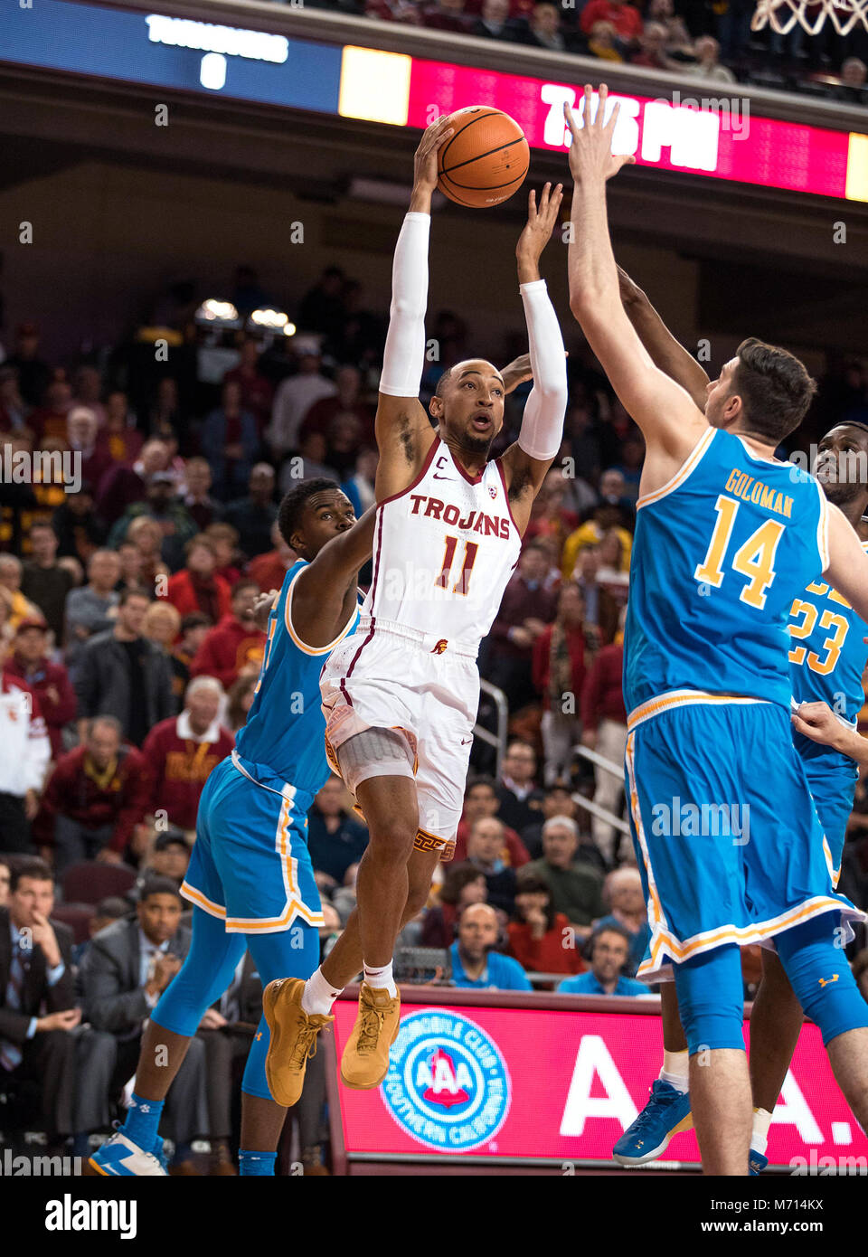 Los Angeles, CA, USA. 03rd Mar, 2018. USC guard (11) Jordan McLaughlin ...