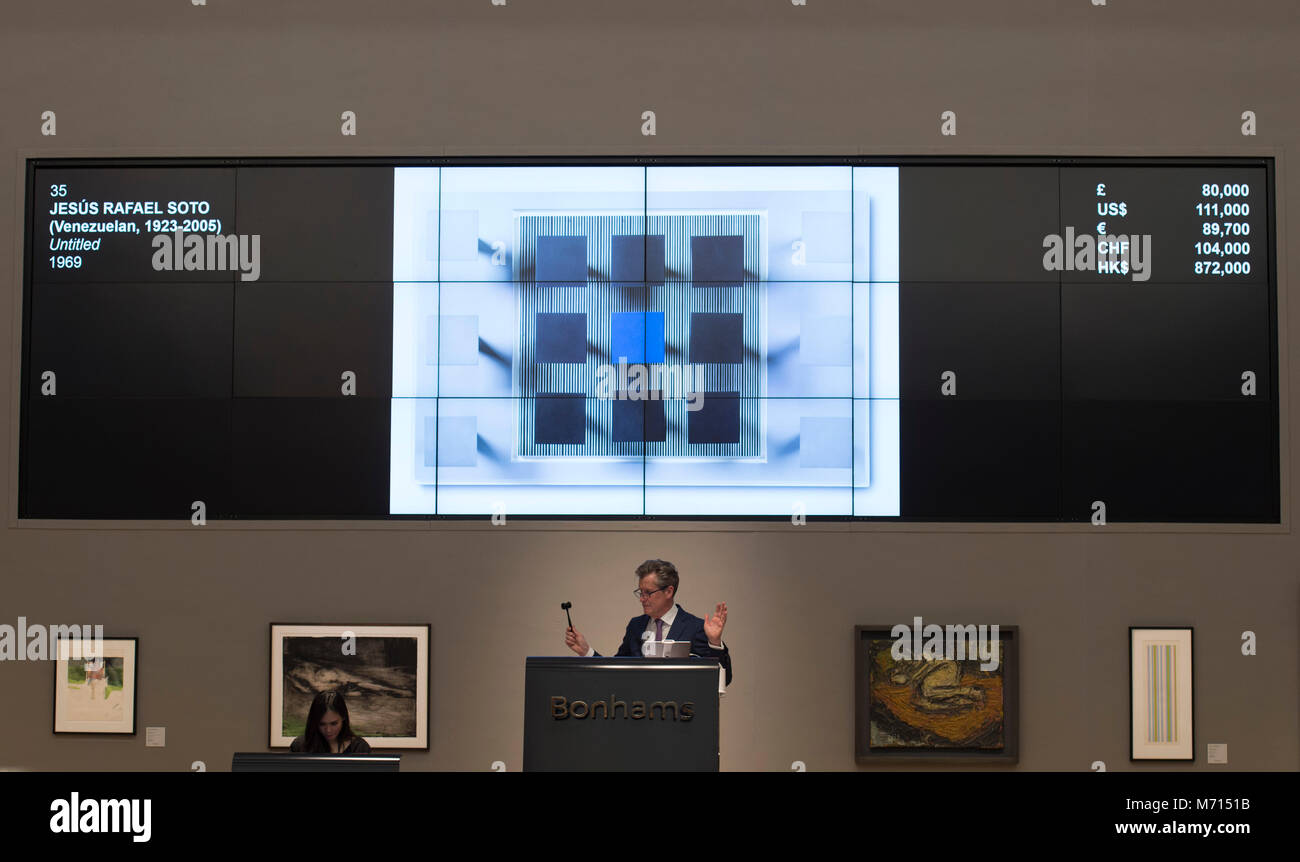 Bonhams, New Bond Street, London, UK. 7 March 2018. Jesüs Rafael Soto’s ...