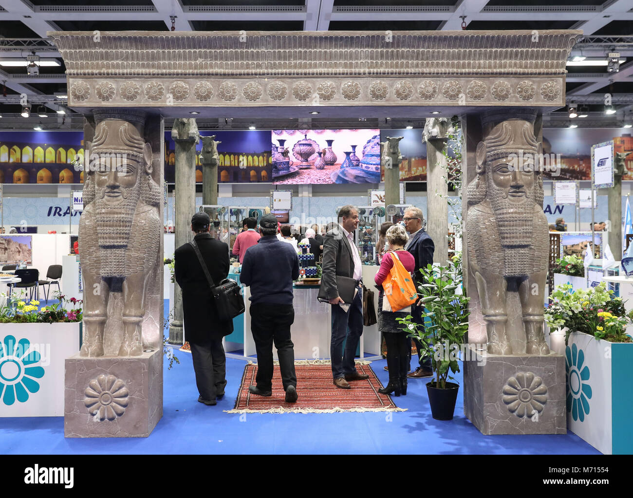 Berlin, Germany. 7th Mar, 2018. Iran's booth is seen during ITB Berlin ...