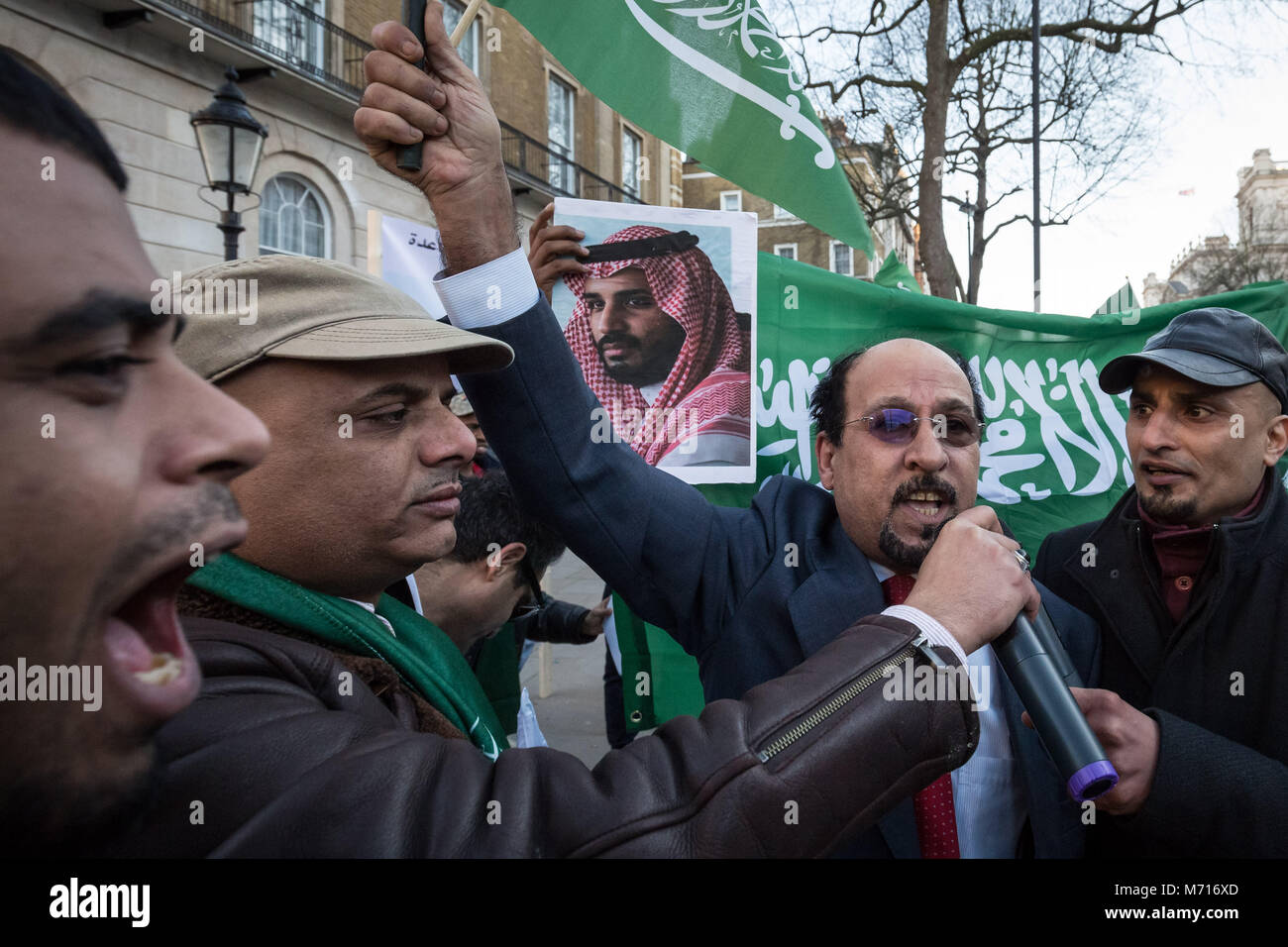 London, UK. 7th March, 2018. British Saudis celebrate the arrival of ...