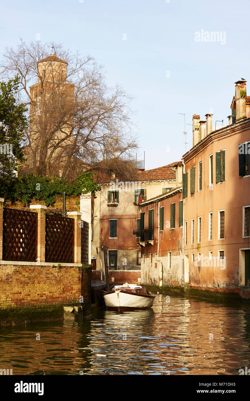 scenes of a smaller canal in venice, italy showing more domestic scenes ...