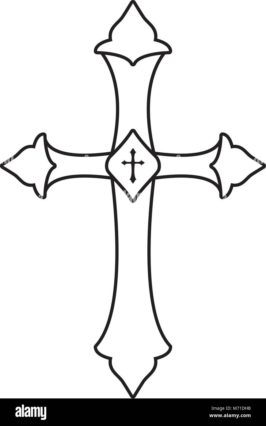 Religious Cross icon over white background, vector illustration Stock ...