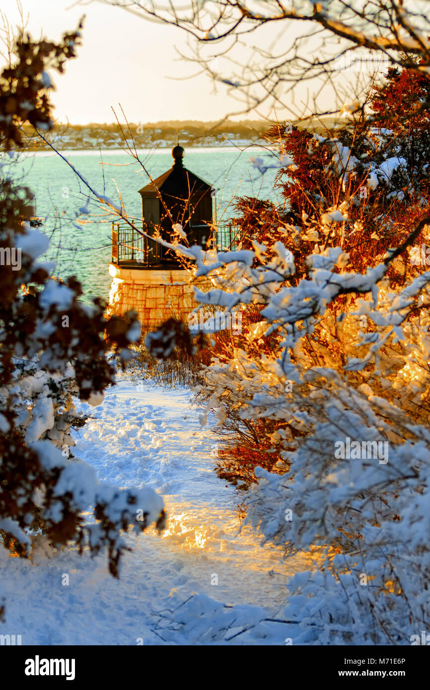 Winter scene with a Lighthouse Stock Photo - Alamy
