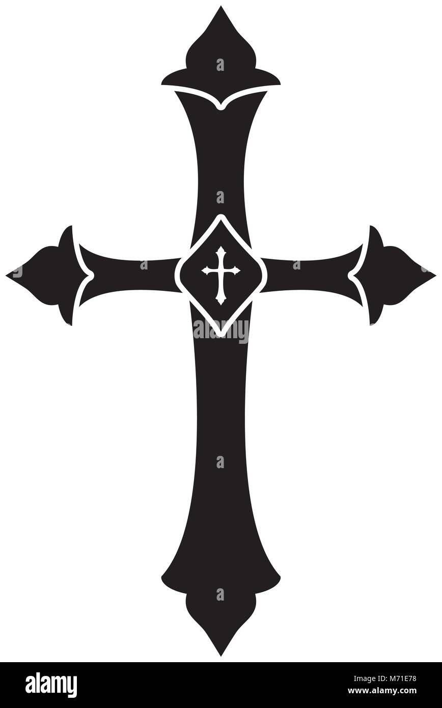 Religious Cross icon over white background, vector illustration Stock ...