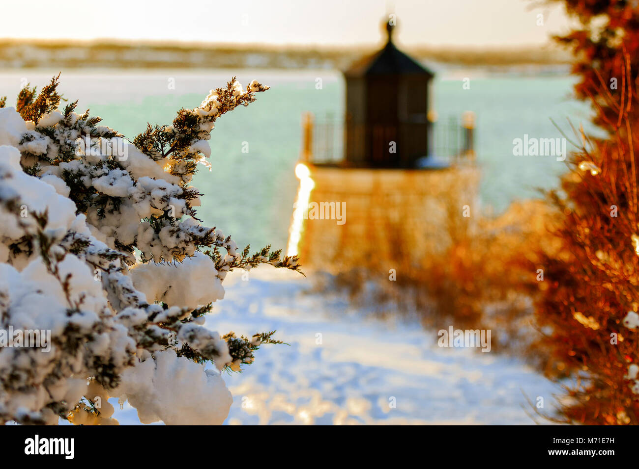Winter scene with a Lighthouse Stock Photo - Alamy
