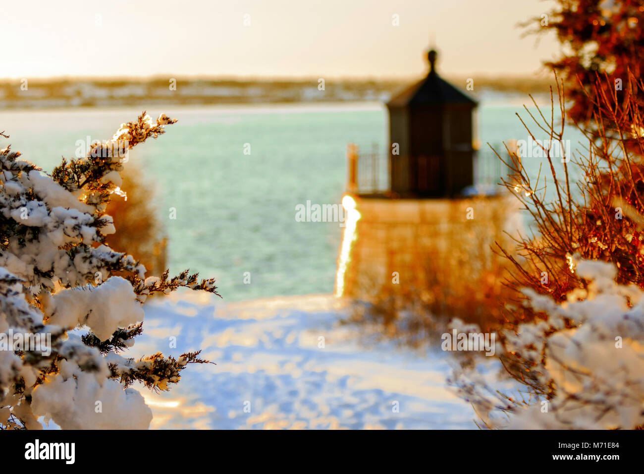 Winter scene with a Lighthouse Stock Photo - Alamy