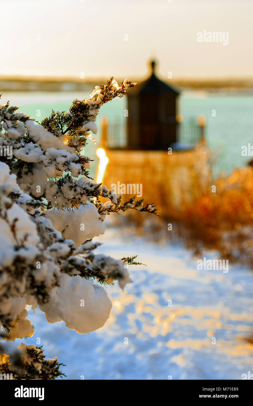Winter scene with a Lighthouse Stock Photo - Alamy
