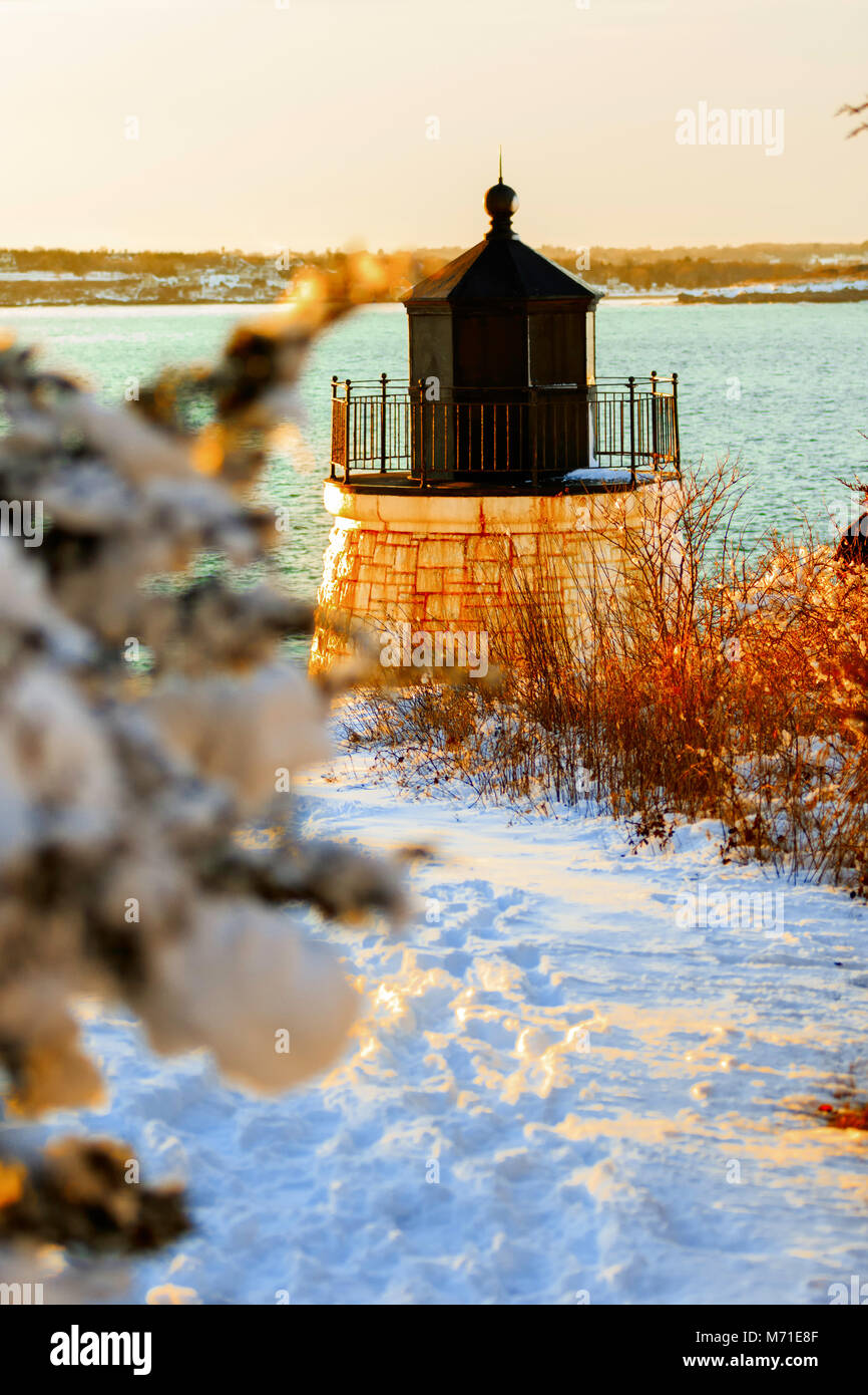 Winter scene with a Lighthouse Stock Photo - Alamy