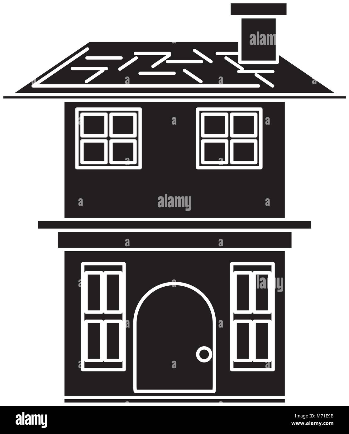 Two floors house icon over white background, vector illustration Stock ...