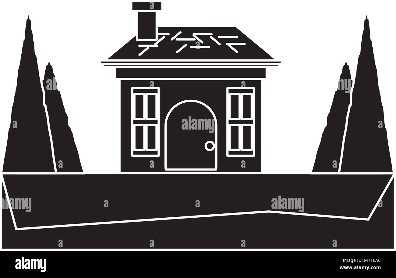 House with trees around over white background, vector illustration ...