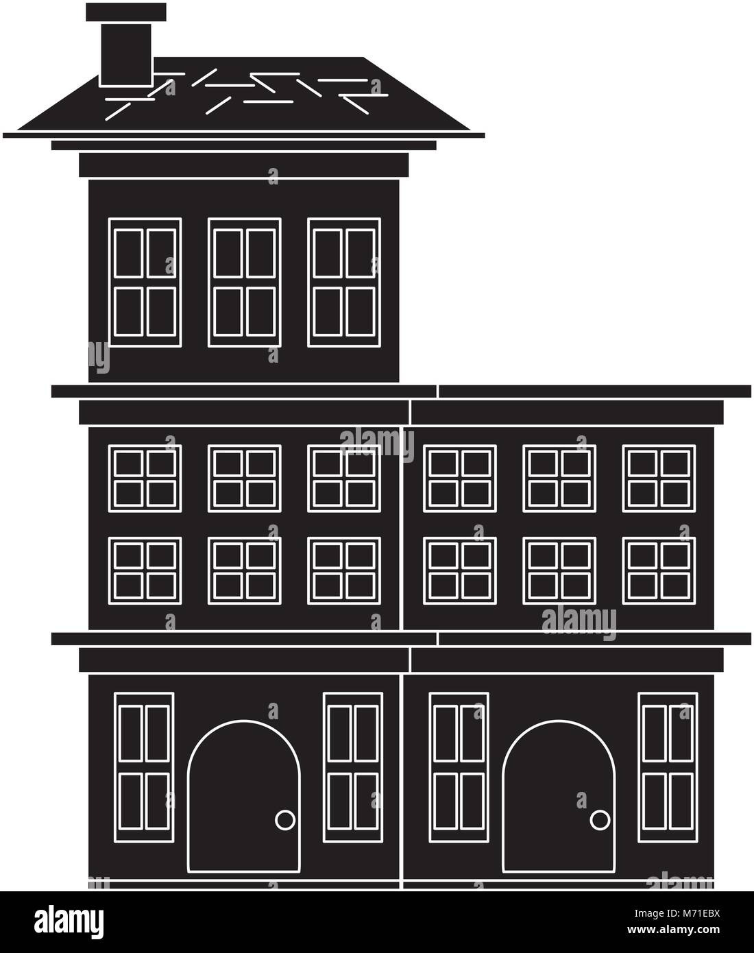 Residential houses over white background, vector illustration Stock ...