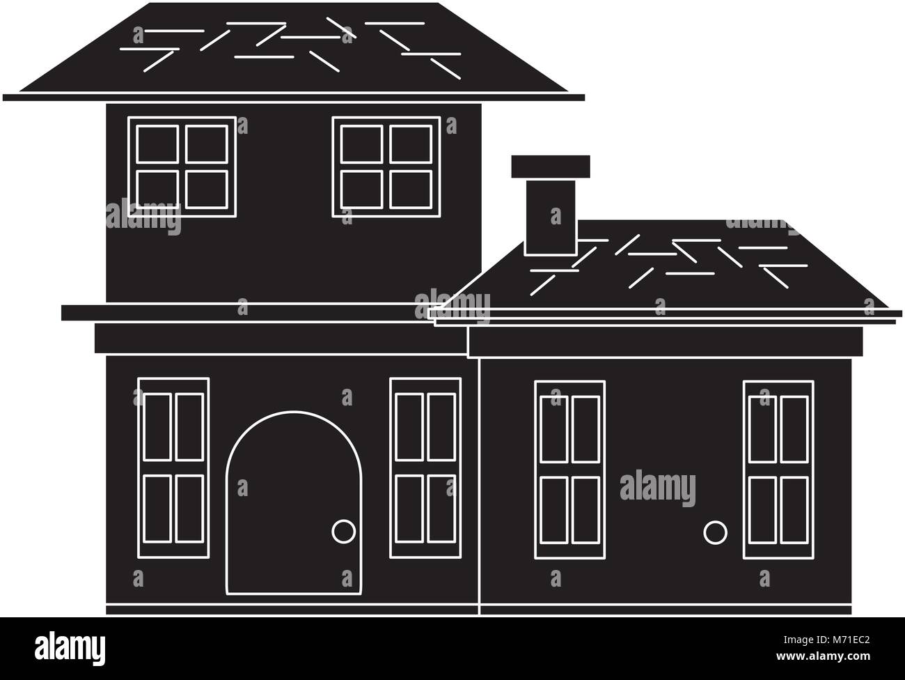 Two floors house icon over white background, vector illustration Stock ...