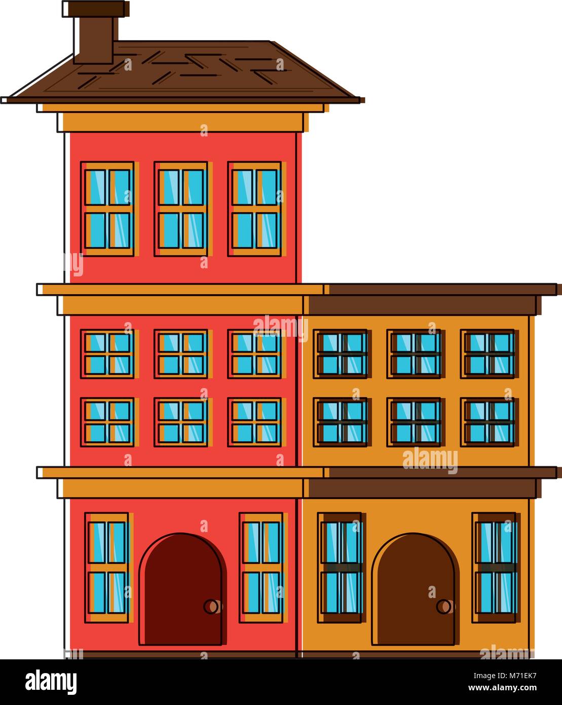 Residential houses over white background, colorful design. vector ...