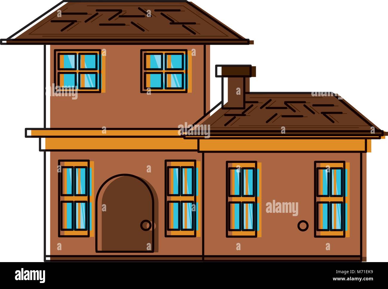 Two floors house icon over white background, colorful design. vector ...