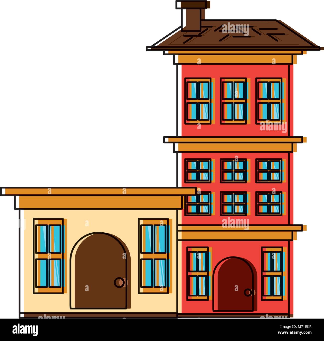 Residential houses over white background, colorful design. vector ...