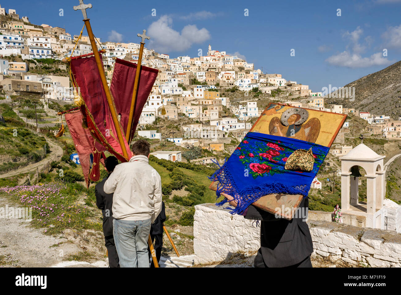 Greece, Aegean Islands Olympos, Karpathos island, procession of Easter ...