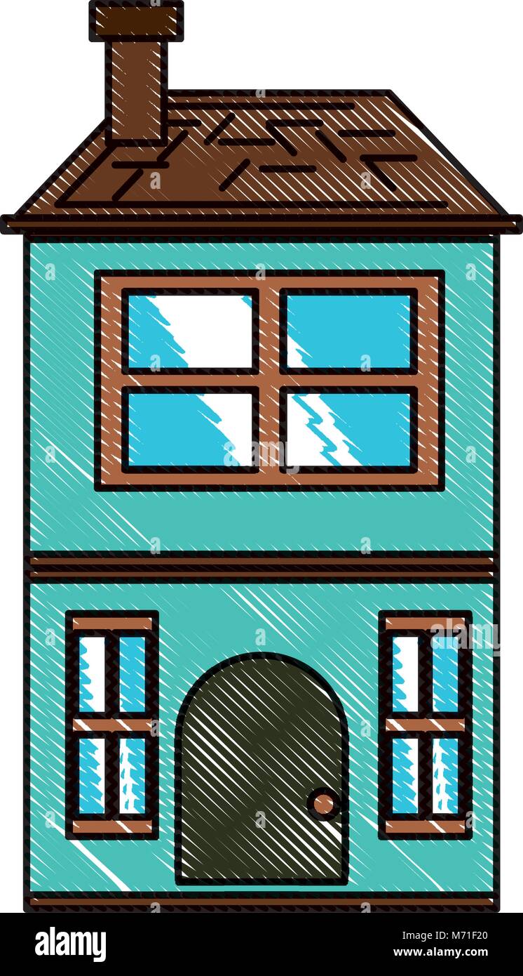 Two floors house icon over white background, colorful design. vector ...