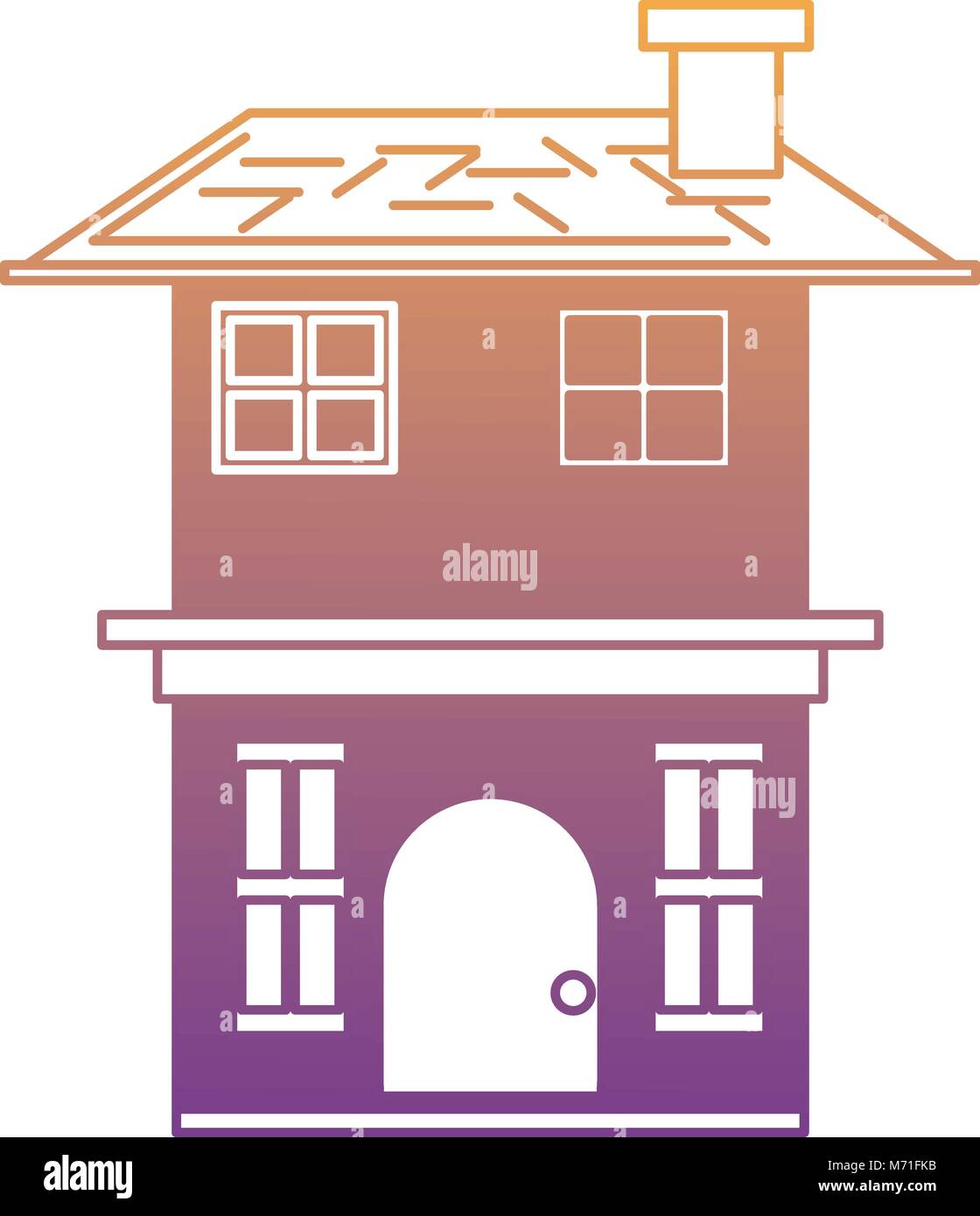 Two floors house icon over white background, colorful design. vector ...