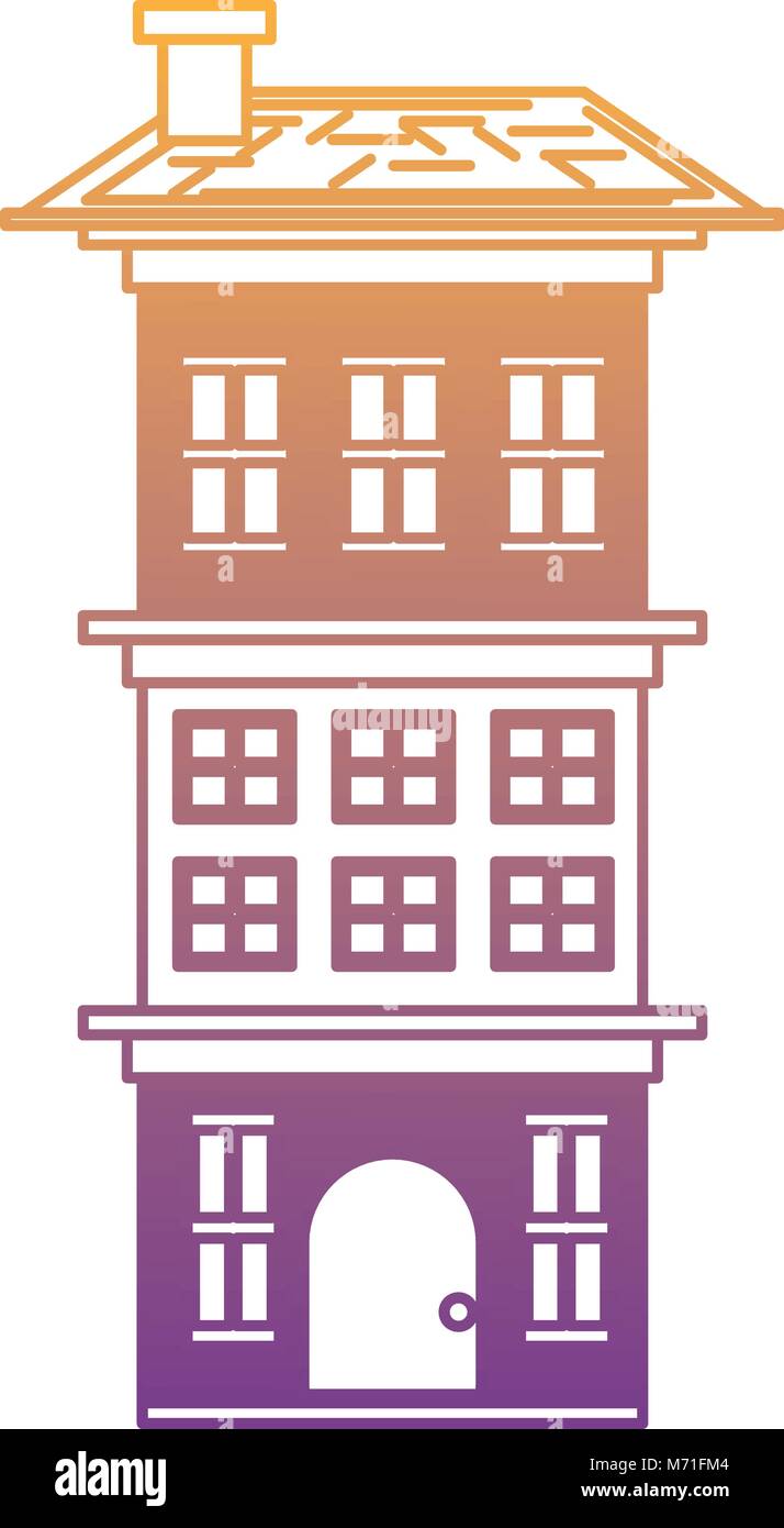 Residential big house icon over white background, colorful design ...