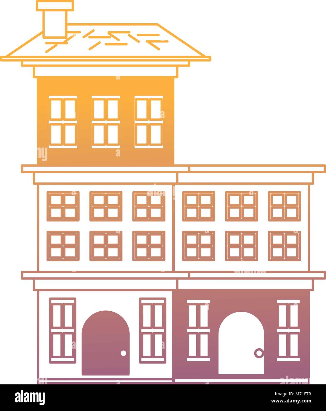 Residential houses over white background, colorful design. vector ...