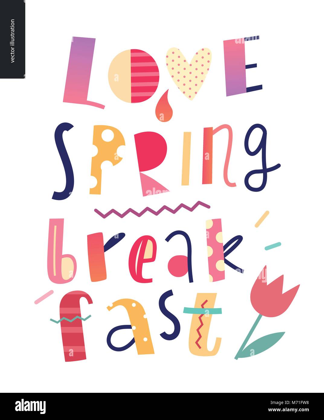 Love, spring, breakfast Lettering composition Stock Vector Image & Art ...