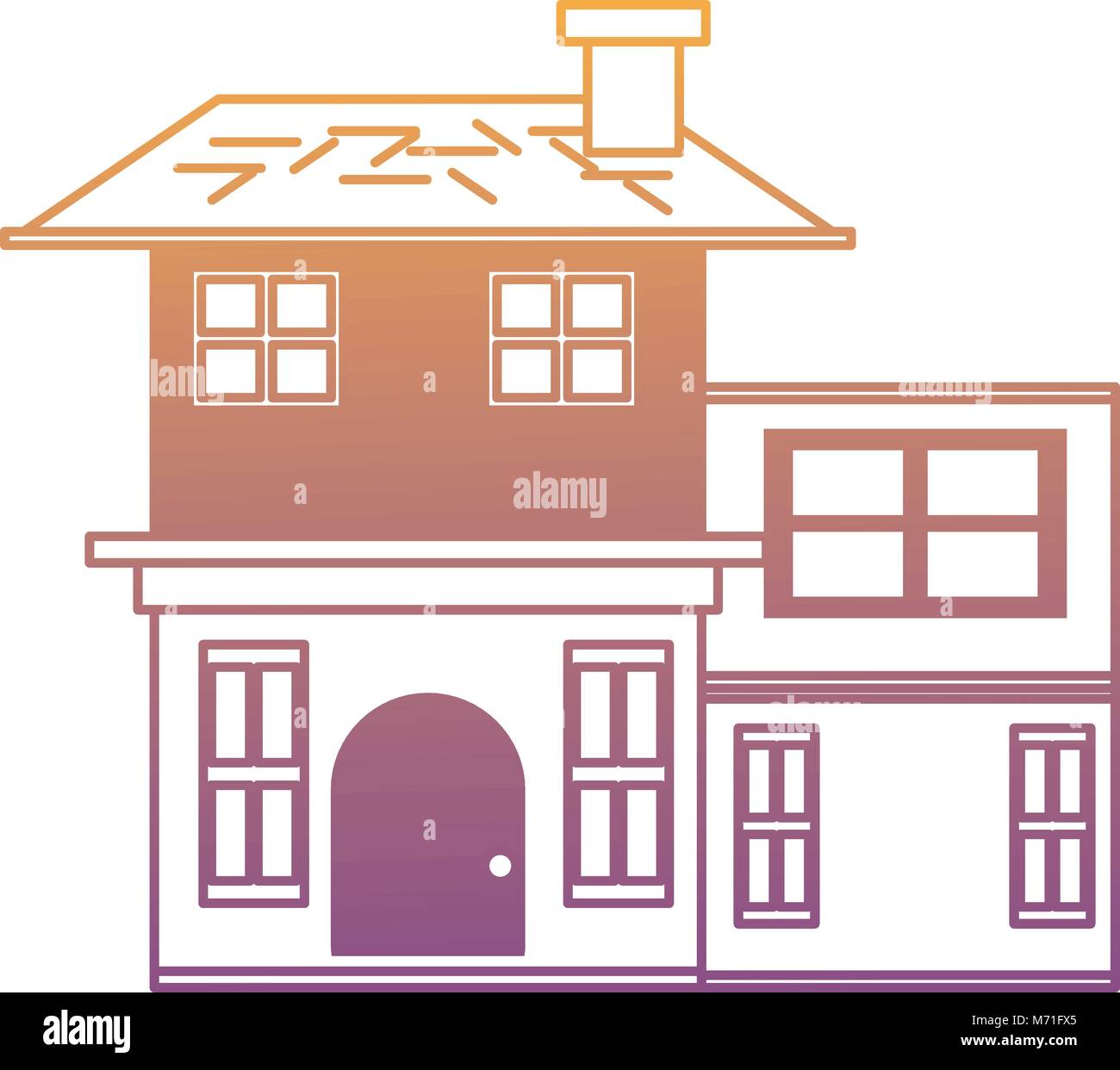 Two floors house icon over white background, colorful design. vector ...