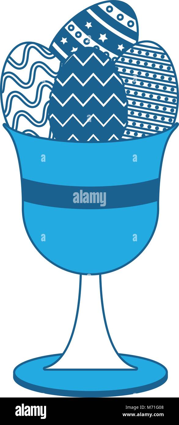 Holy grail with easter eggs over white background, blue shading desing ...
