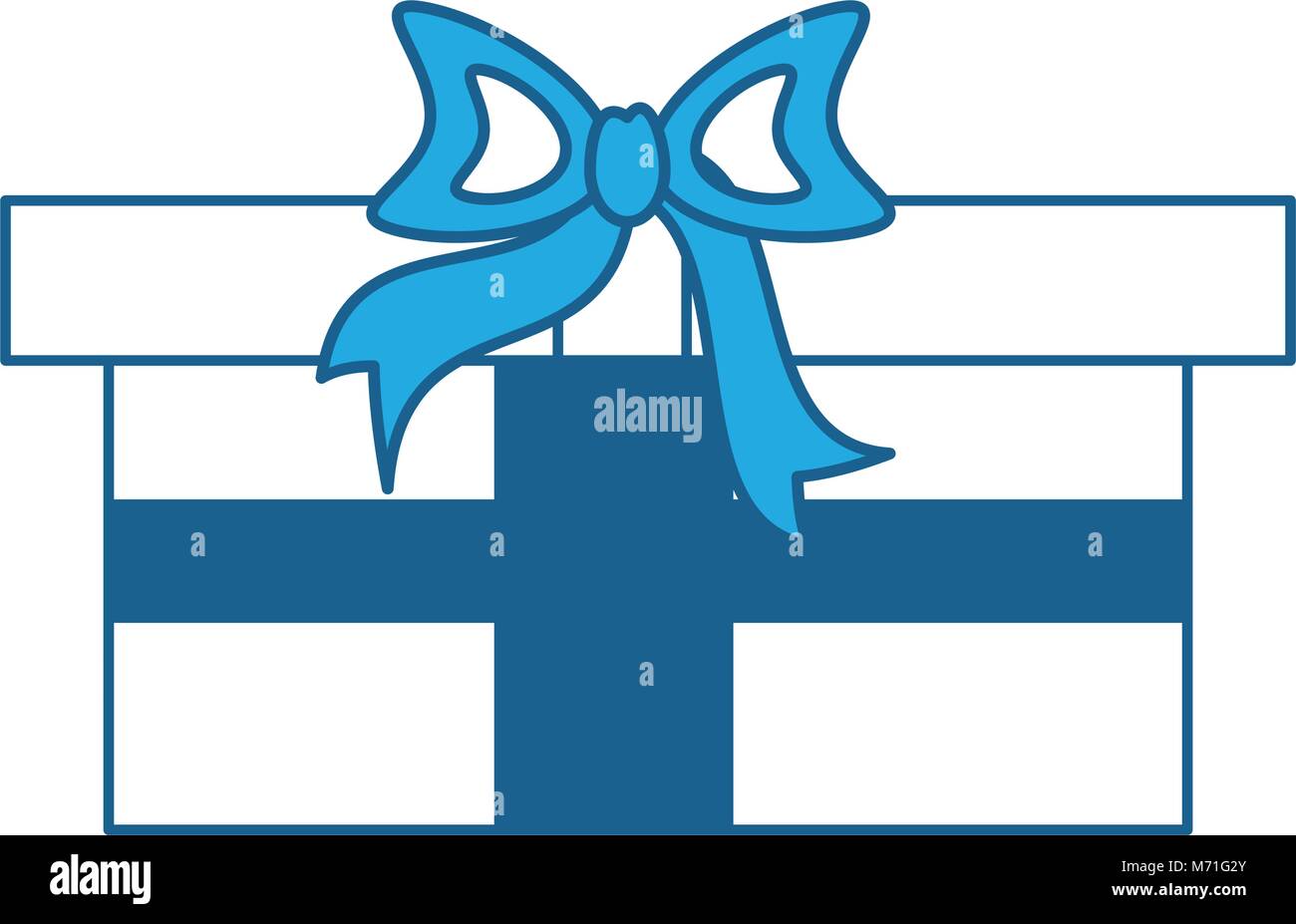 Gift box icon over white background, blue shading design vector ...