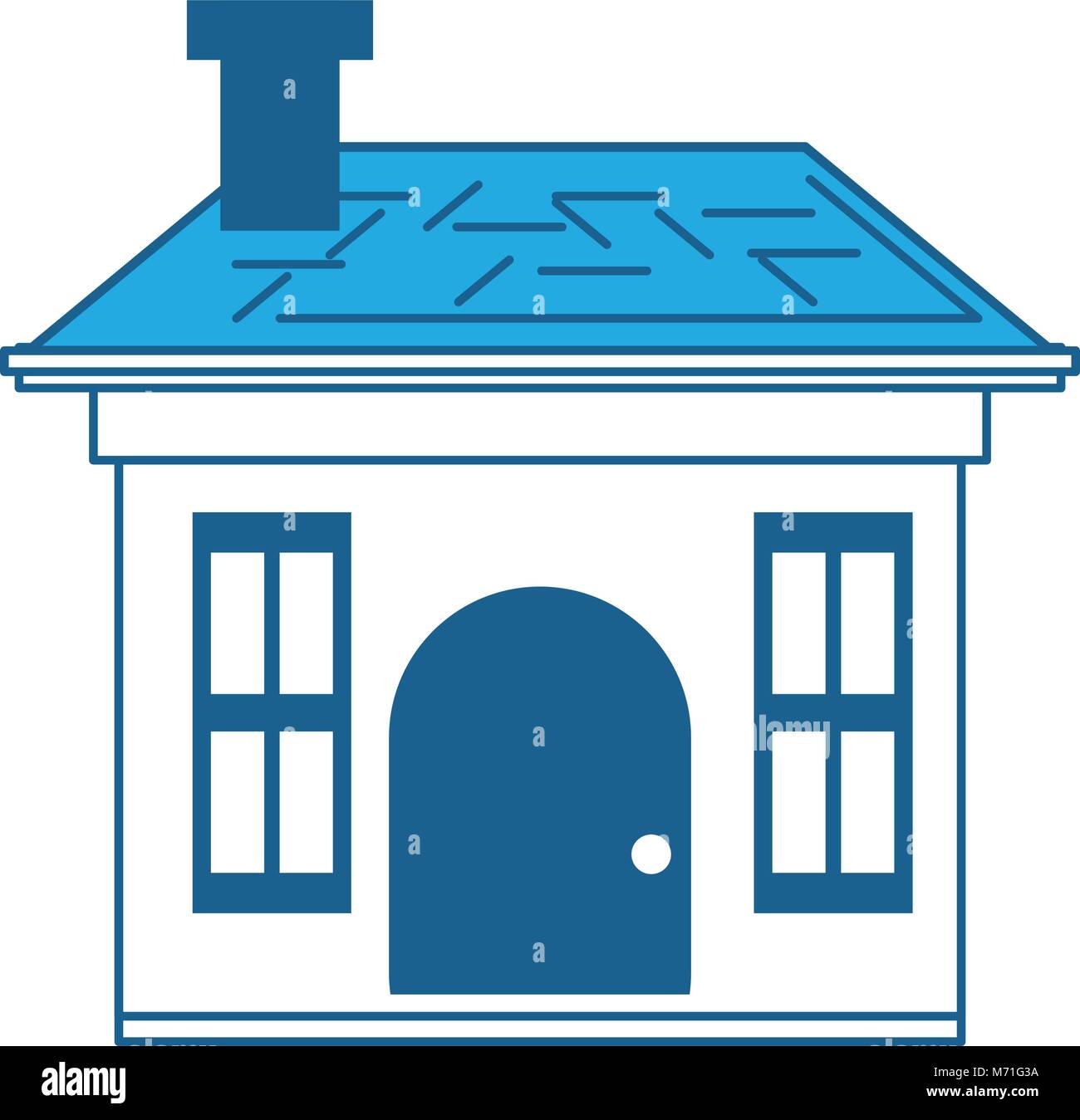 Classic house icon over white background, blue shading design. vector ...