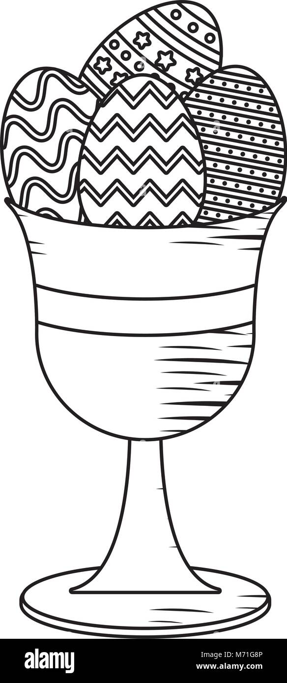 sketch of Holy grail with easter eggs over white background, vector ...