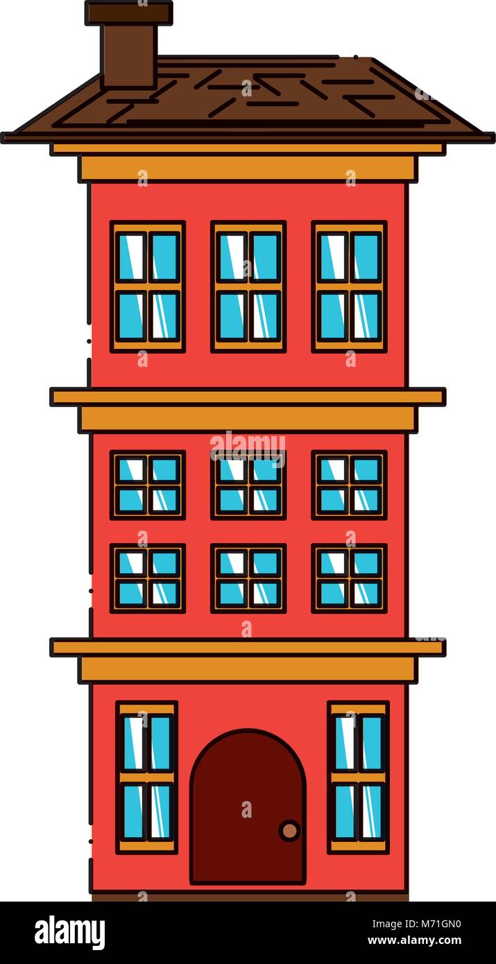 Residential big house icon over white background, colorful design ...