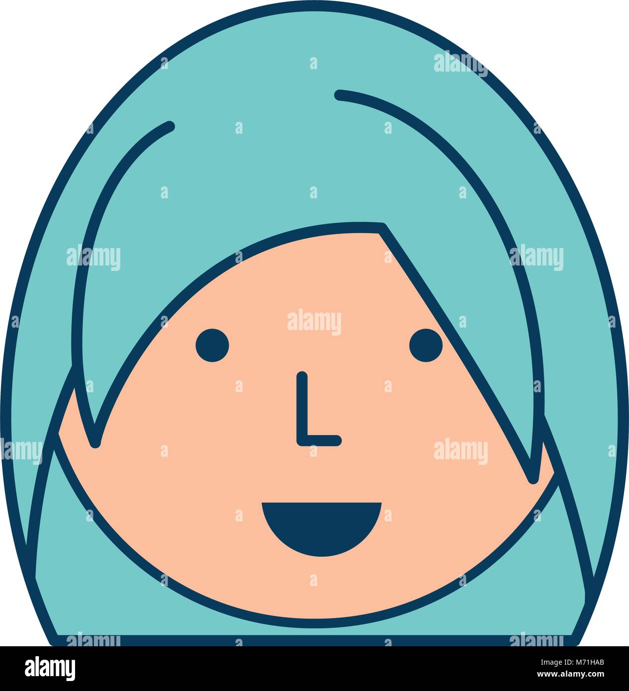 Cartoon Woman Face Icon Over White Background Colorful Design Vector