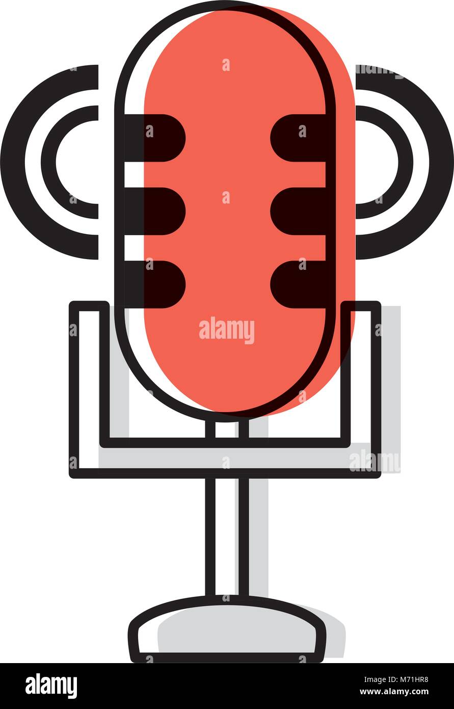 Retro microphone icon over white background, colorful design. vector ...