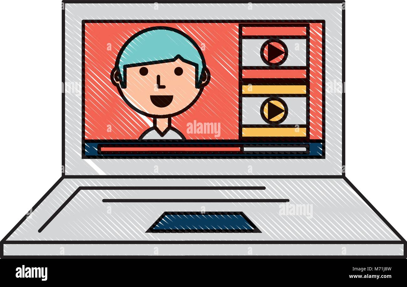 Laptop computer with social profile on screen over white background ...
