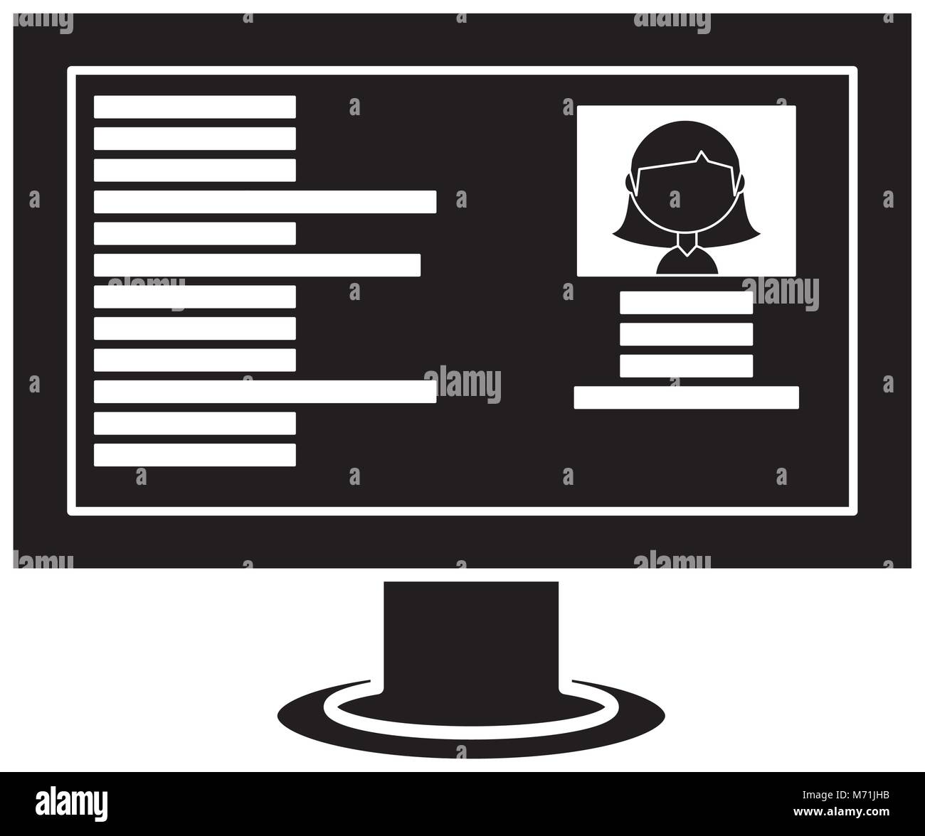 Computer with social profile on screen over white background, vector ...