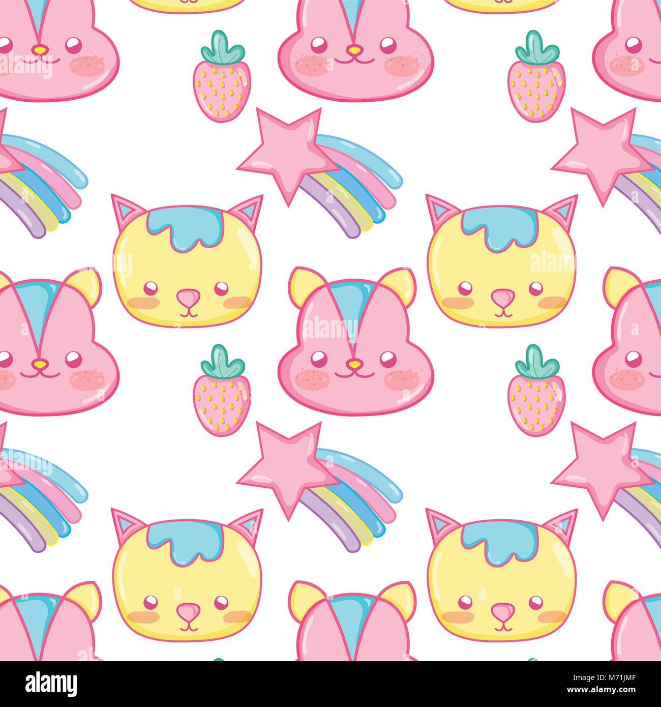 Punchy pastel cute animals background pattern Stock Vector Image & Art ...