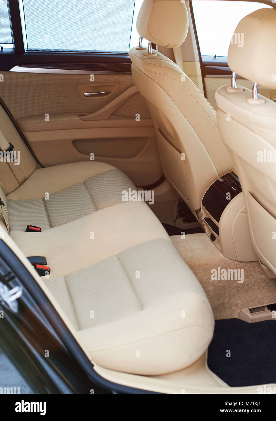 Back empty space in modern car. Clean brown seat on vehicle Stock Photo ...