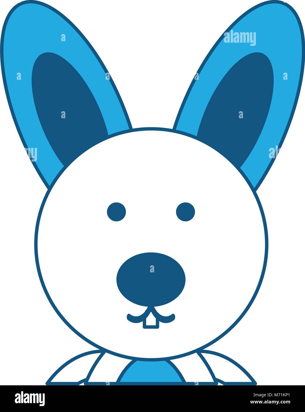 cute bunny icon over white background, blue shading design. vector ...