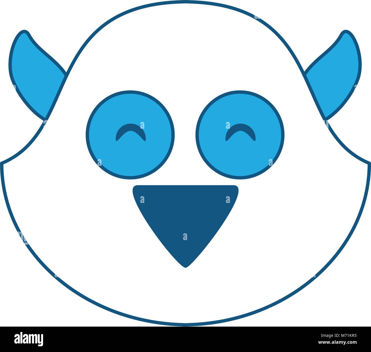 cute bird face icon over white background, blue shading design. vector ...
