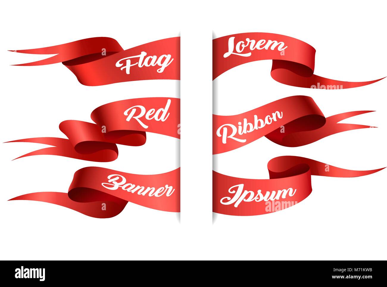 Red ribbons horizontal banners set. Vector illustration Stock Vector ...