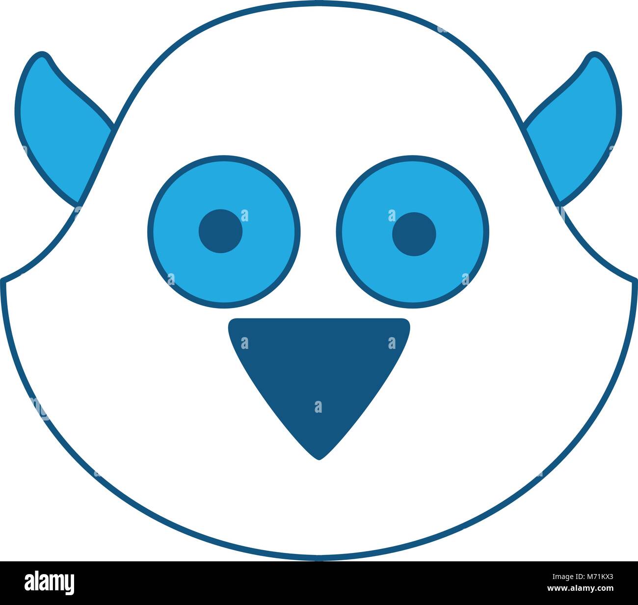 cute bird face icon over white background, blue shading design. vector ...