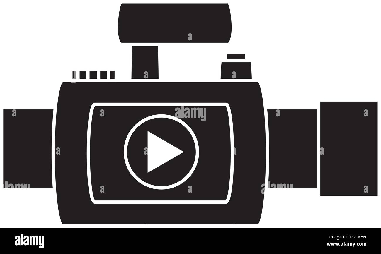 VIdeo camera icon over white background, vector illustration Stock ...