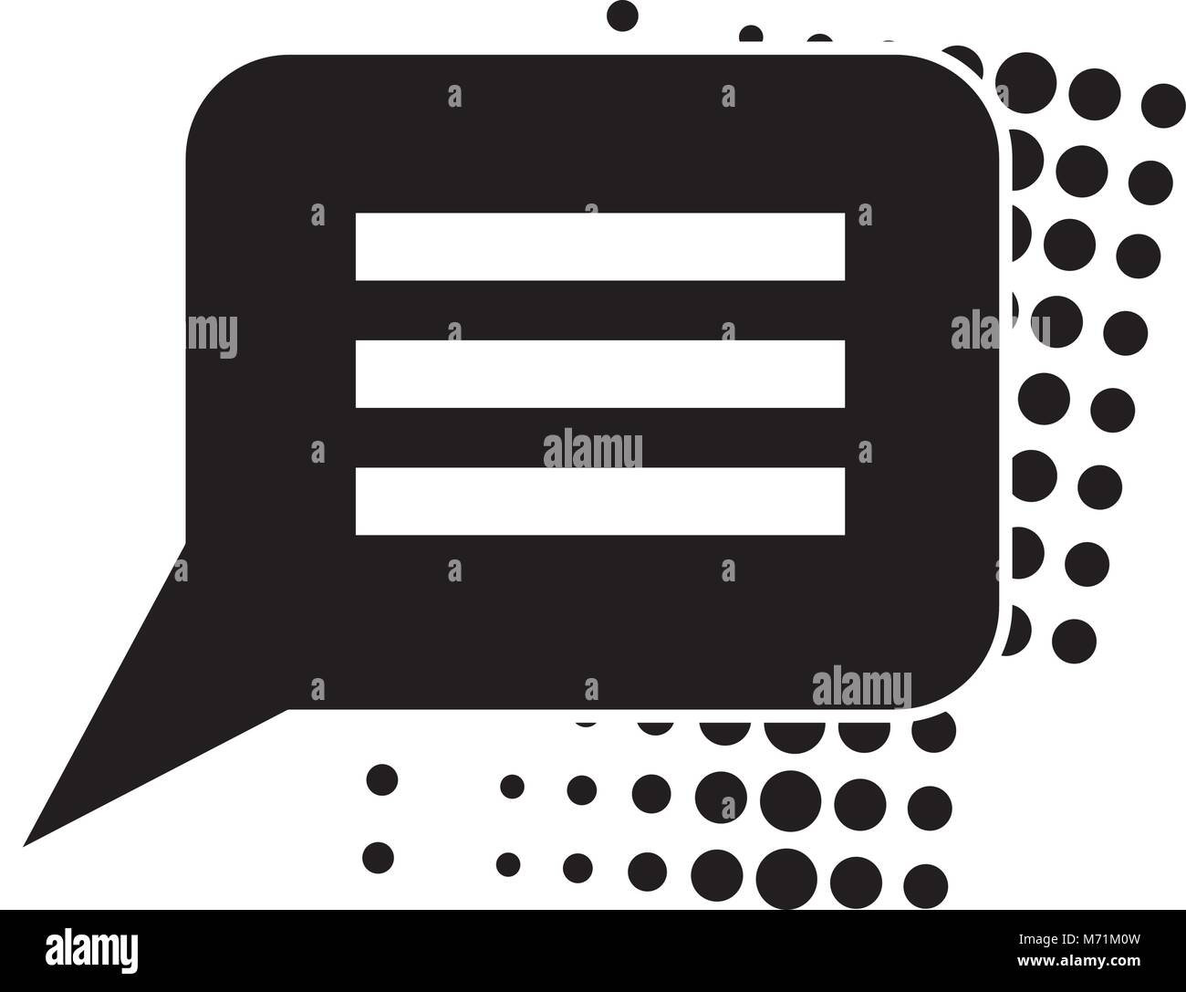 Square Speech Bubble on White Background with Black Dots, vector ...