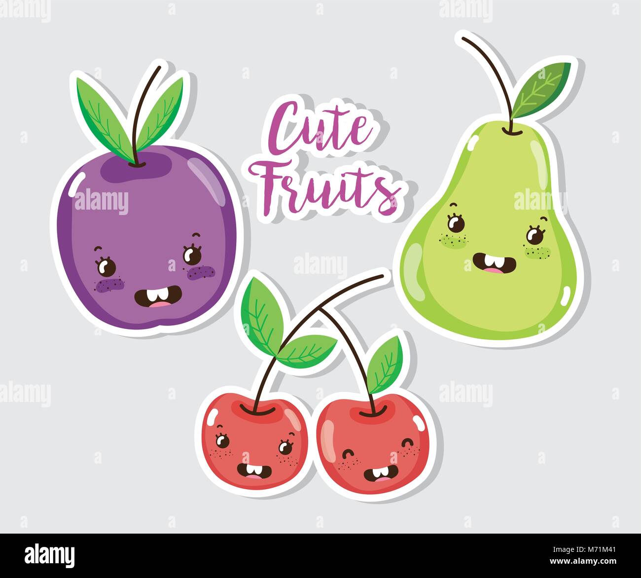 Cute fruits cartoons vector illustration graphic design Stock Vector ...