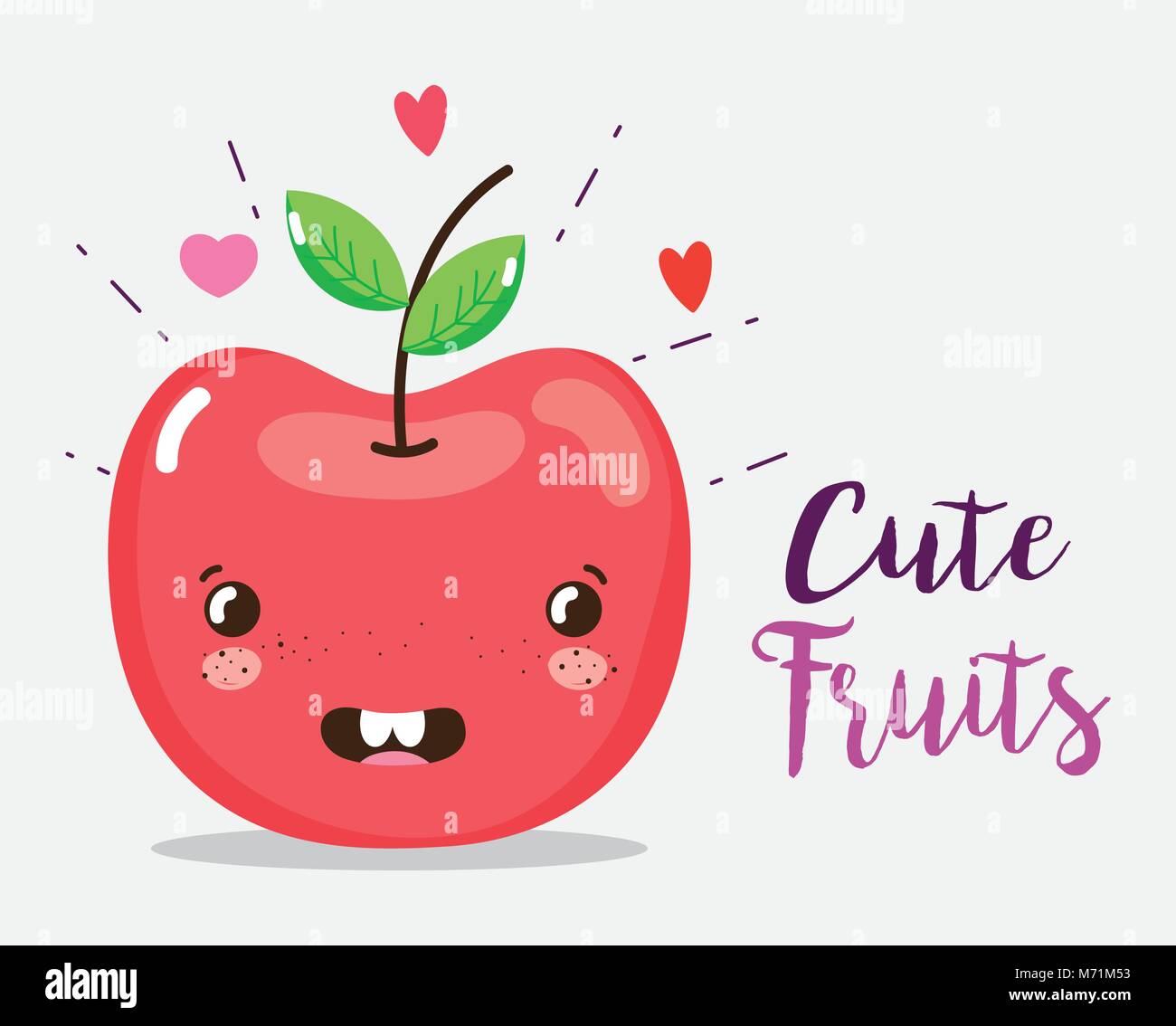 Cute apple in love cartoons vector illustration graphic design Stock ...