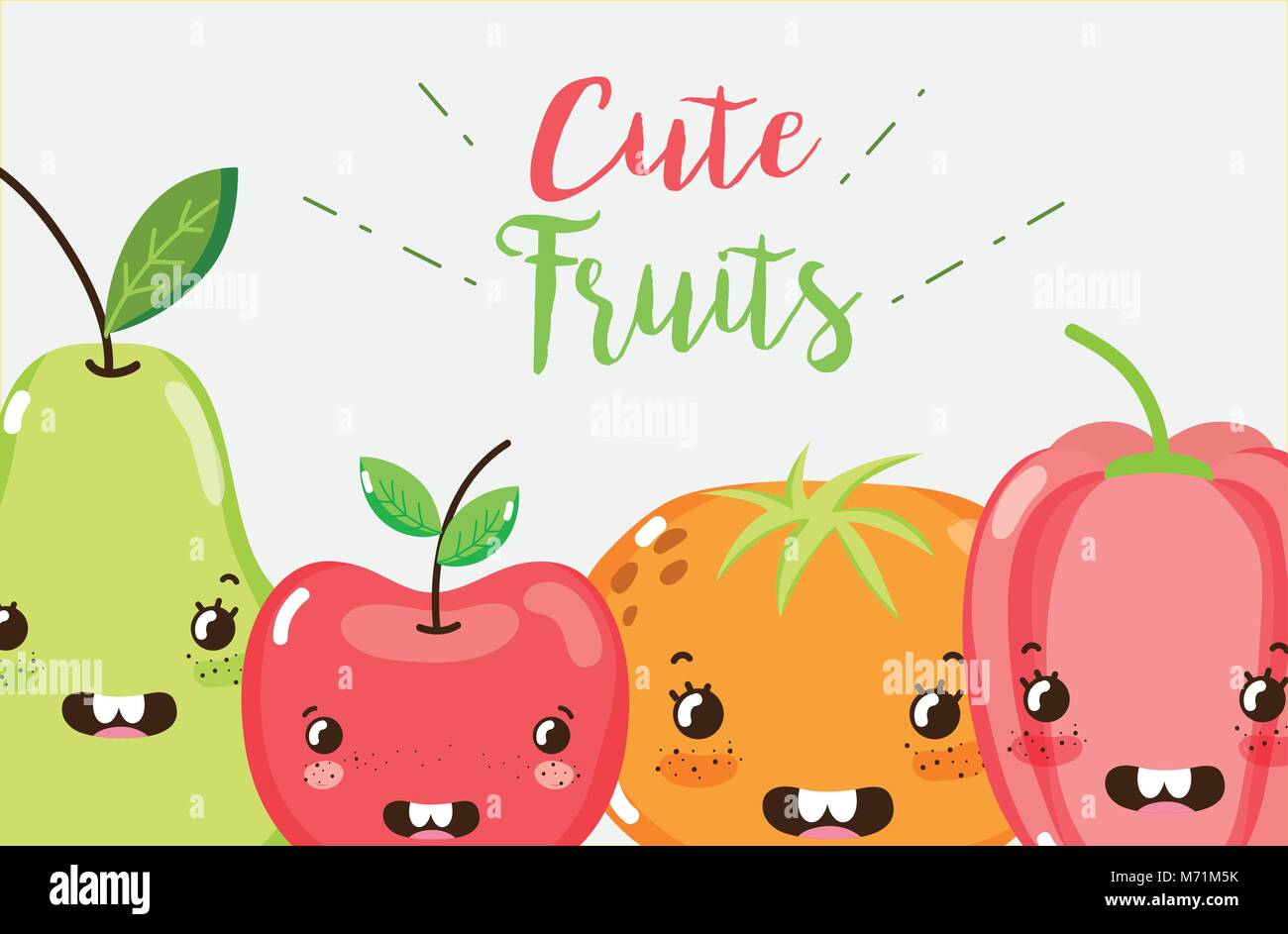 Cute fruits cartoons vector illustration graphic design Stock Vector ...