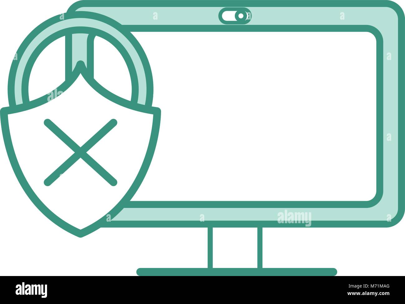 duo color computer technology with padlock bad security vector ...