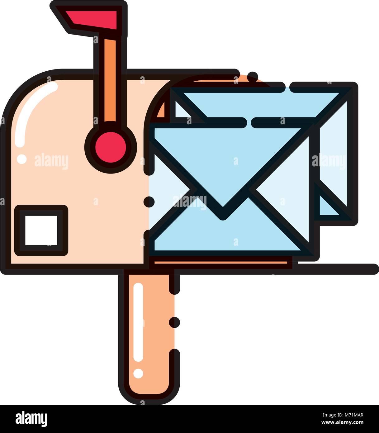 dashed line correspondence mailbox with post letter message vector ...