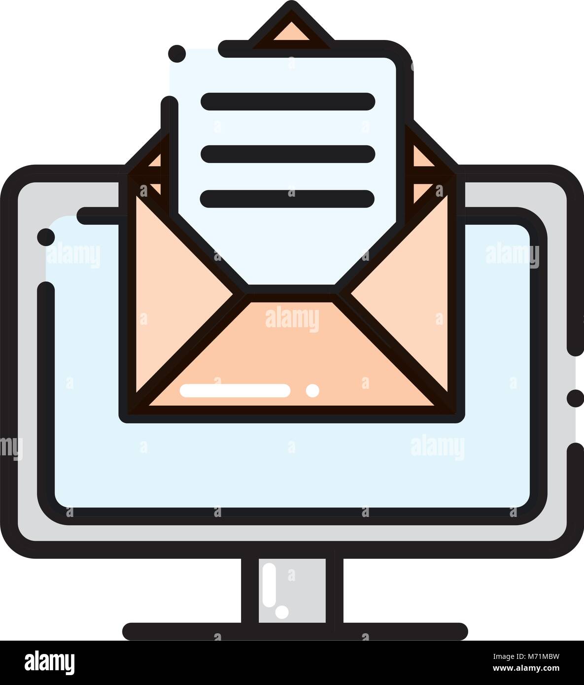 dashed line e-mail letter message with computer technology vector ...