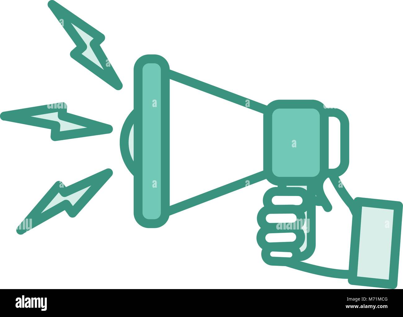 duo color man hand with megaphone sound message vector illustration ...
